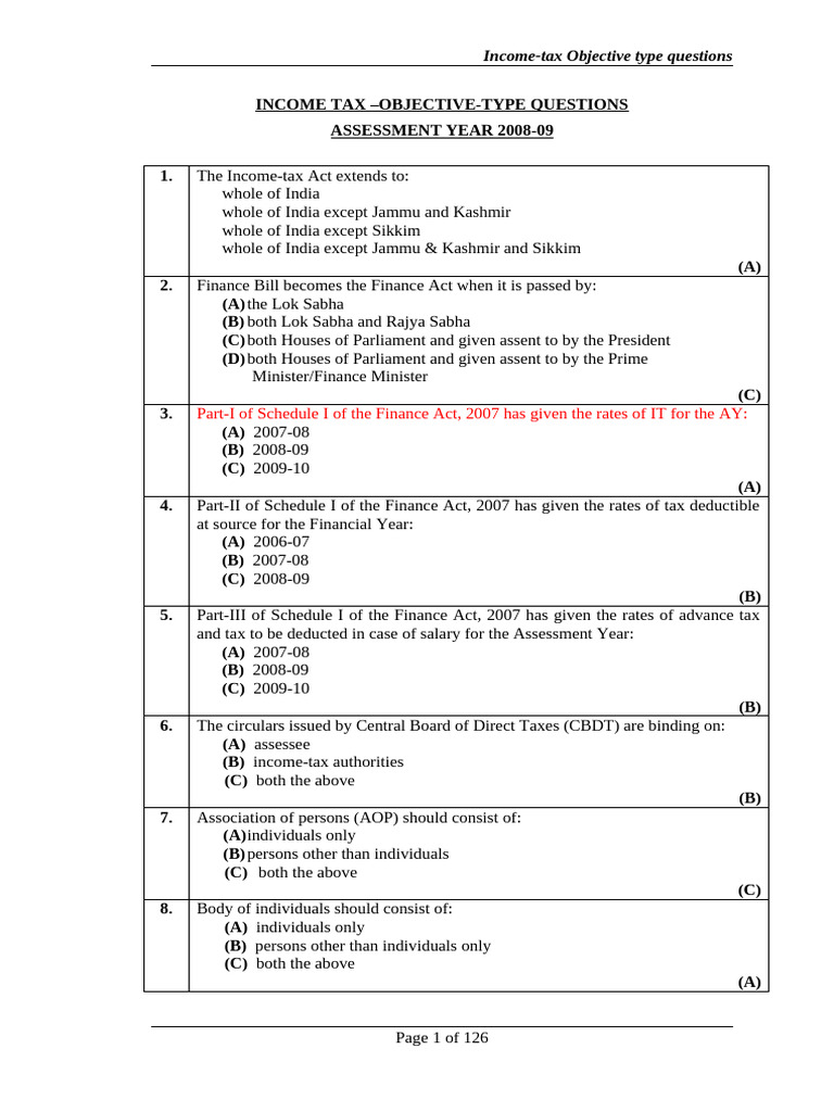 Income Tax Objective 872 | PDF | Income Tax | Capital Gains Tax