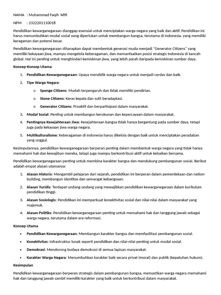 Muhammad Faqih 'Afifi 2322201110018 Teknik Sipil PKN | PDF
