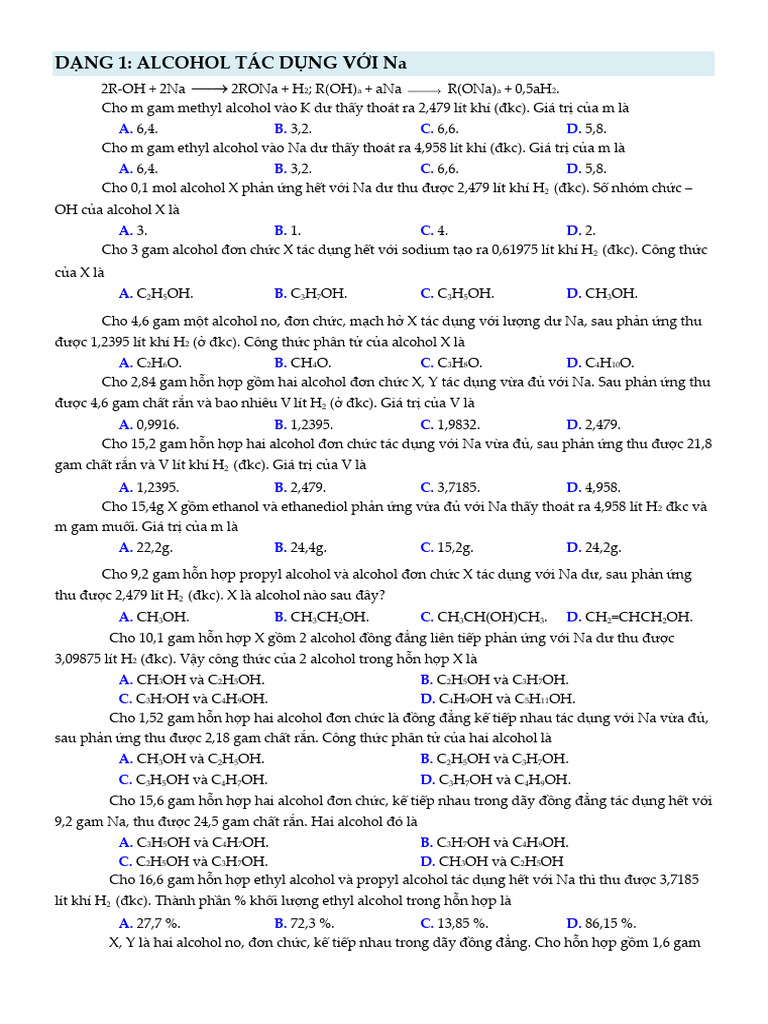 5.2. Bài Tập Về Tchh Alcohol | PDF