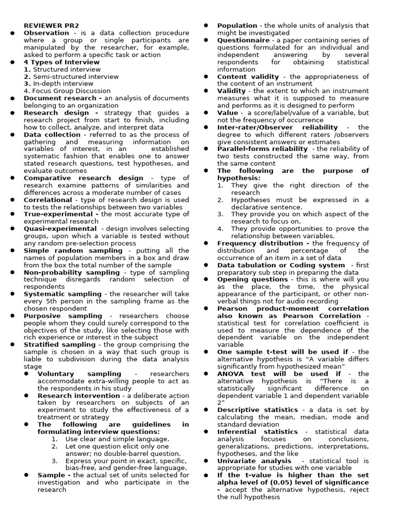 2nd-Quarter-Exam-REVIEWER-PR2 | PDF | Statistics | Hypothesis