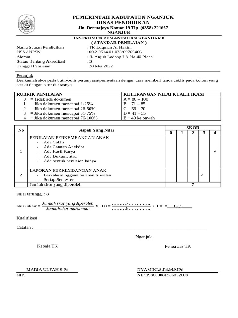 8 Standar Penilaian | PDF
