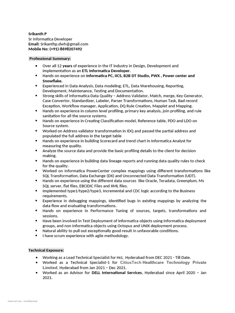 Srikanth_Resume_2024 - SF | PDF | Data Warehouse | Software Engineering