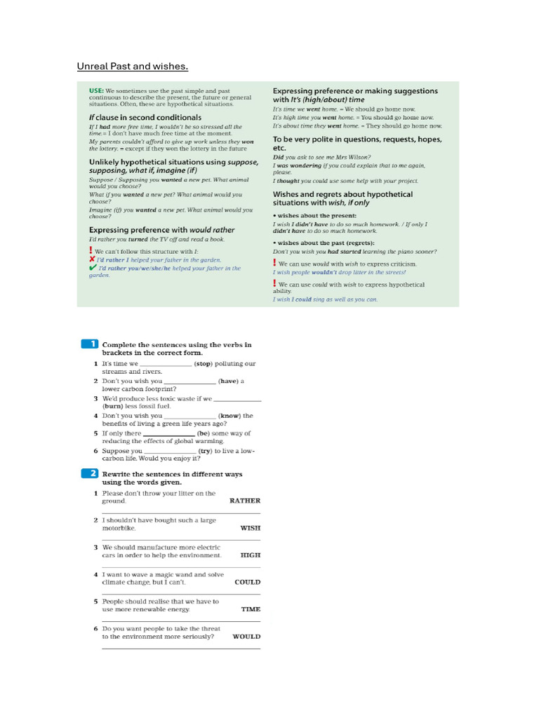 Conditional Sentences- Unreal Past | PDF