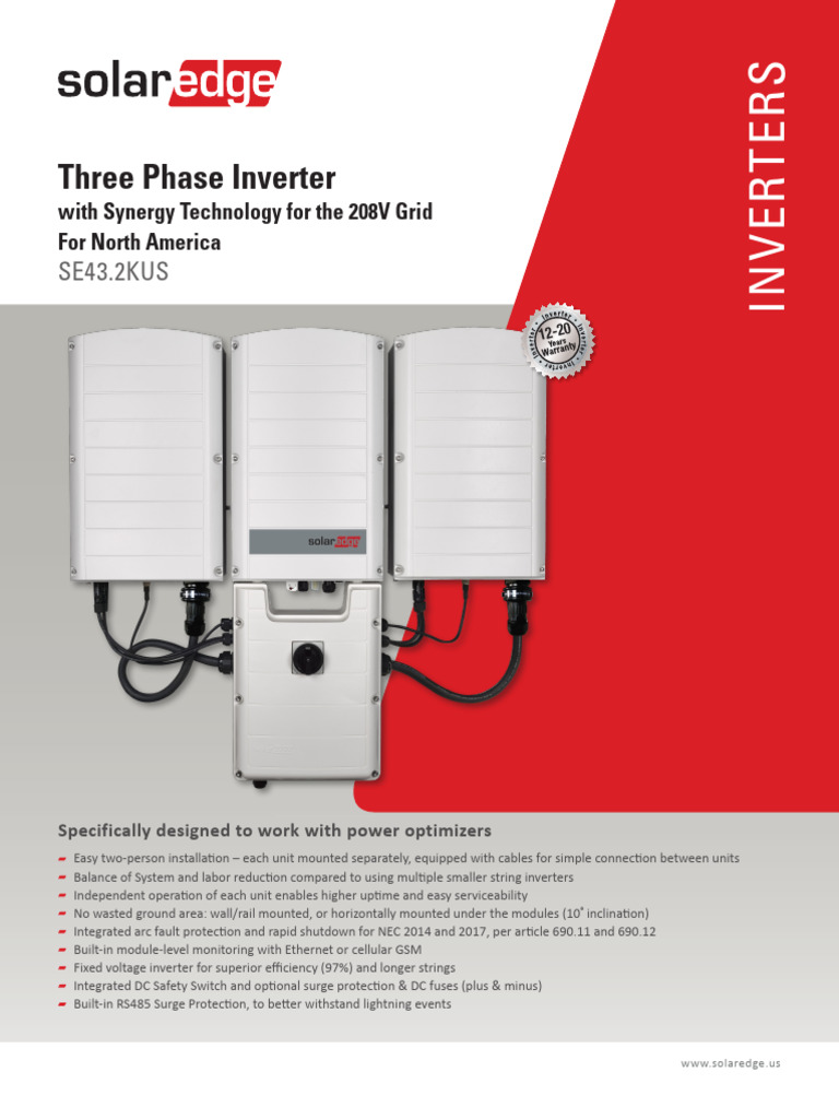 Solaredge Three Phase Commercial Inverters For 208v Ds Na | PDF | Power Inverter | Alternating ...