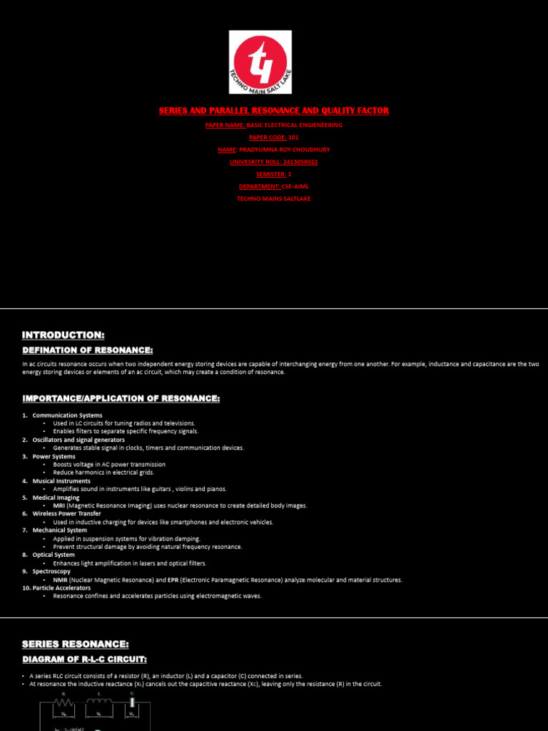 Series and Parallel Resonance Explained | PDF | Resonance | Electrical Impedance