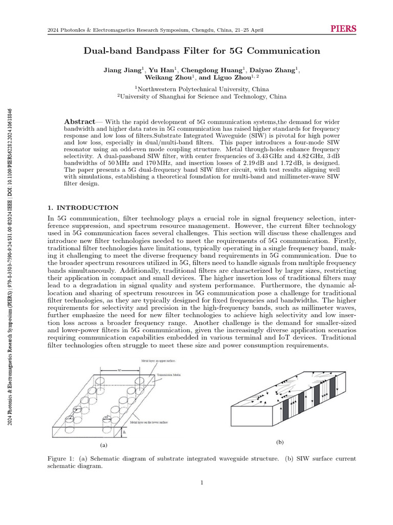 Dual-Band SIW Filter Design for 5G | PDF | Electromagnetic Spectrum ...