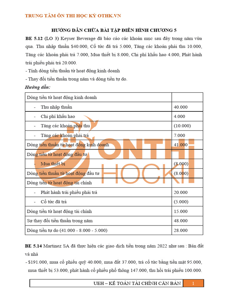 Huong Dan Bai Tap Chuong 5 PDF | PDF