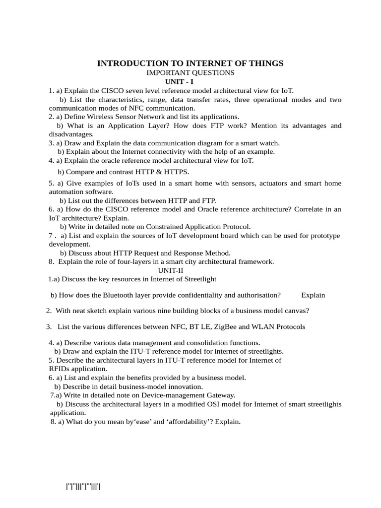 Iiot Important Questions | PDF | Internet Of Things | Cloud Computing