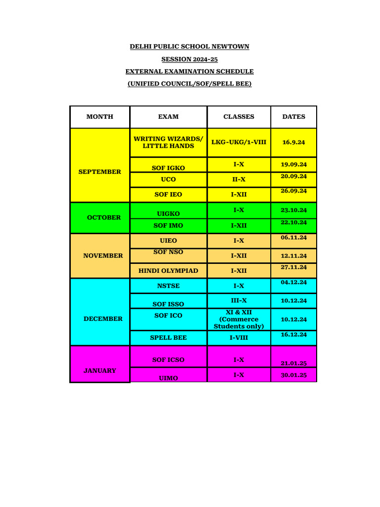 External Exam Schedule | PDF