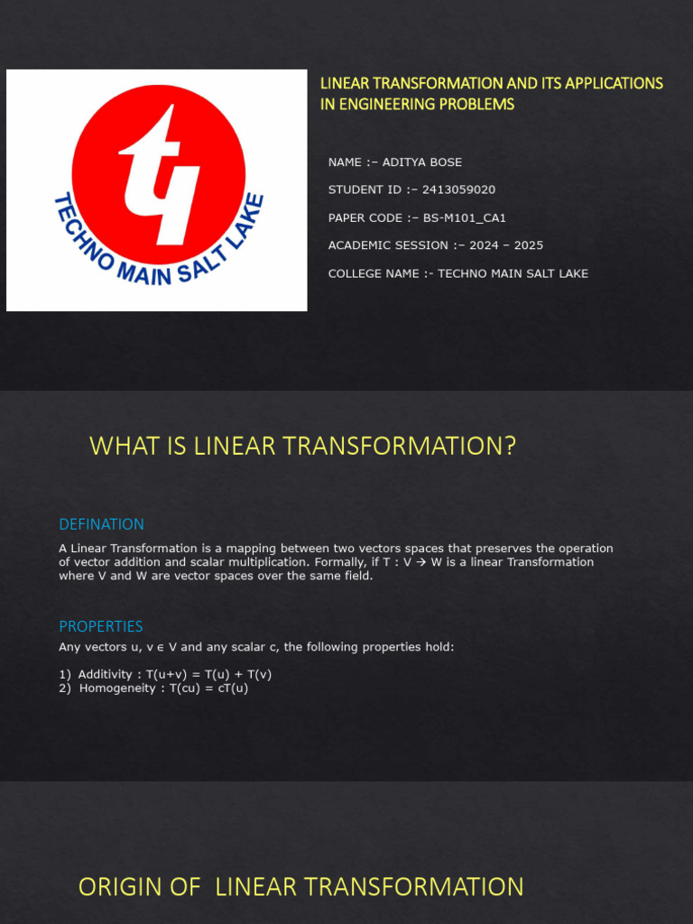 Linear Transformations in Engineering | PDF | Linear Map | Vector Space