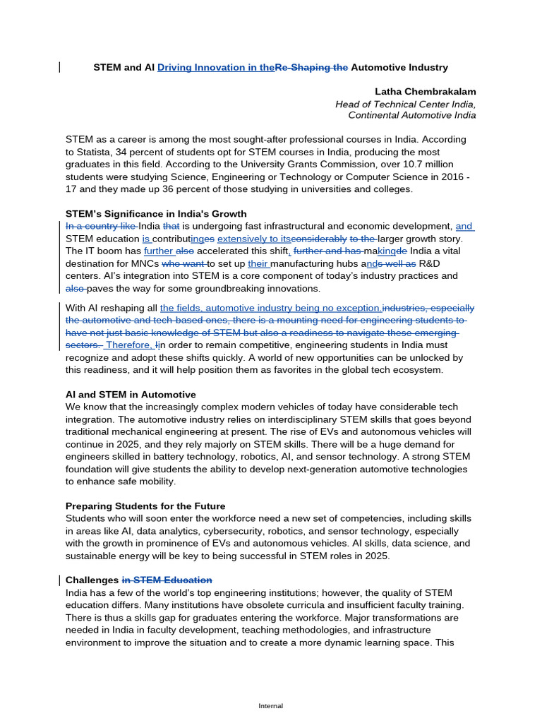 V2 - STEM and AI Re-Shaping The Automotive Industry - Latha ...