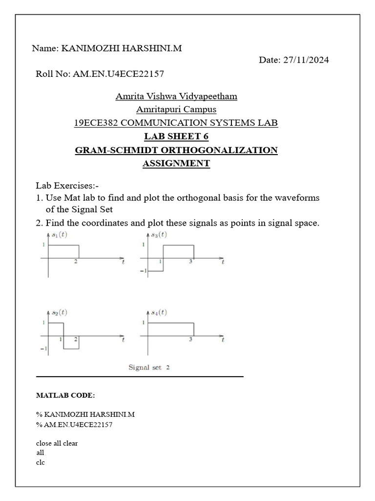 Gram-Schmidt Orthogonalization Lab | PDF | Algorithms | Computer Engineering