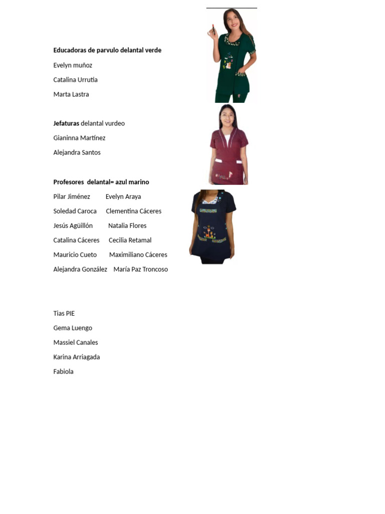 Educadoras de Parvulo Delantal Verde | PDF