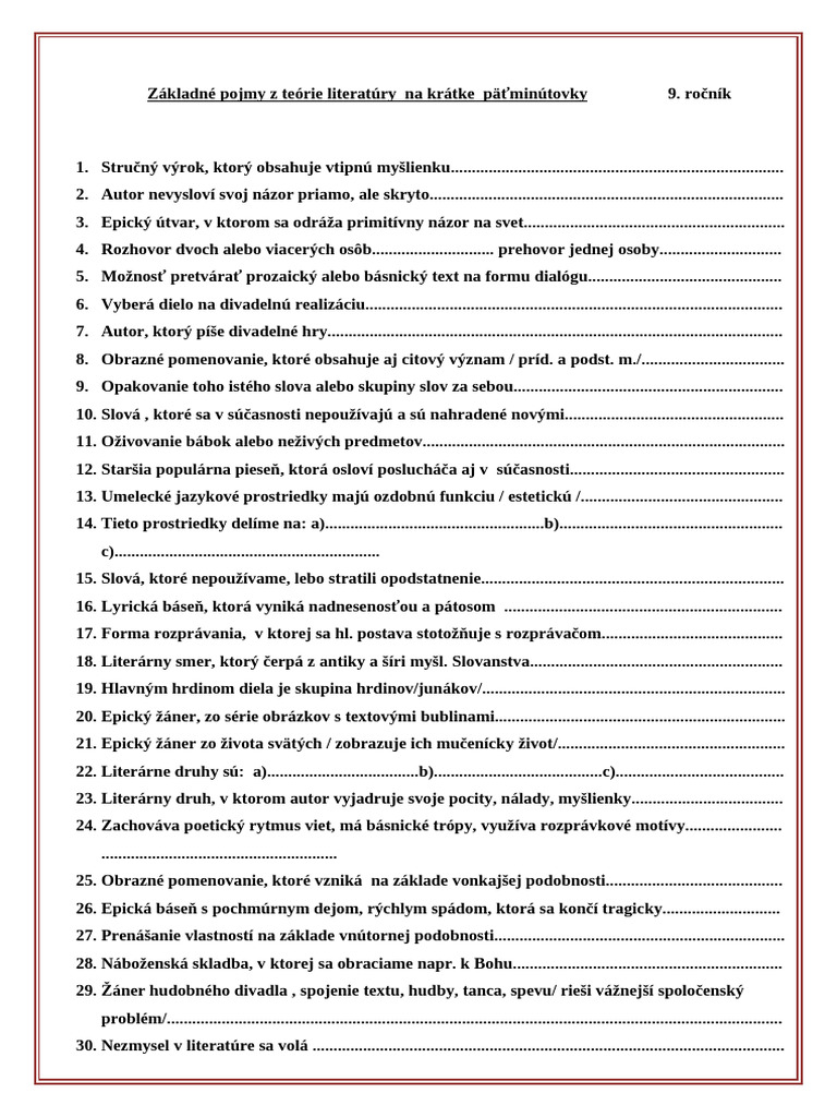 Literárne Pojmy | PDF
