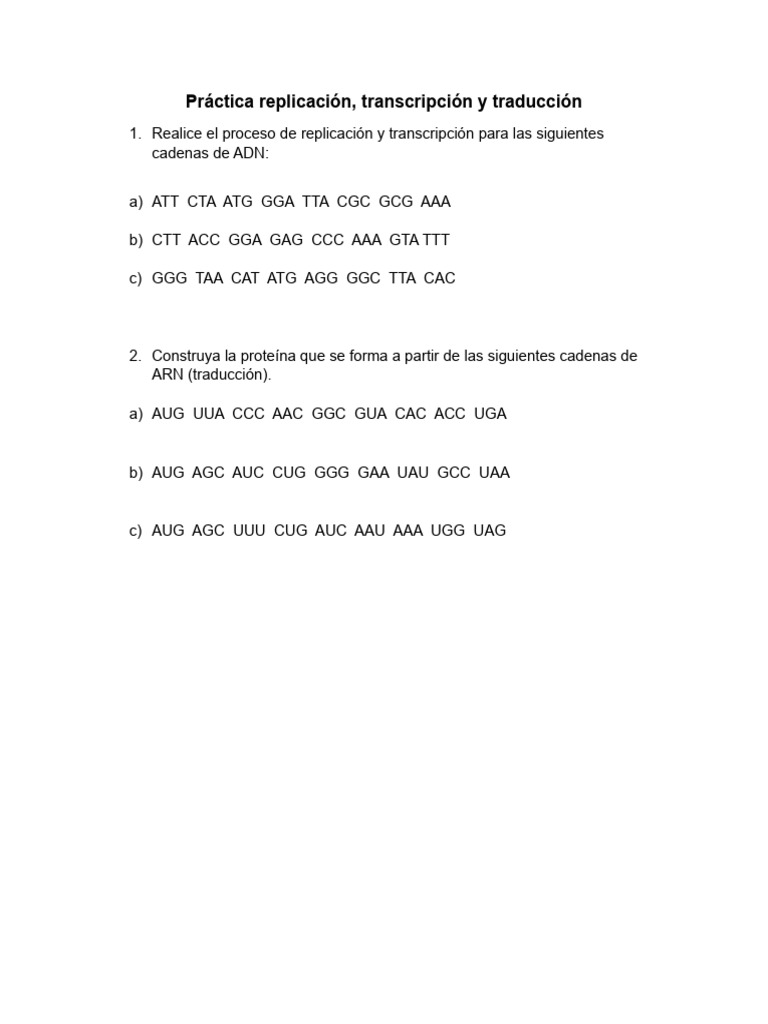 Práctica ADN, ARN y Proteínas 1 | PDF
