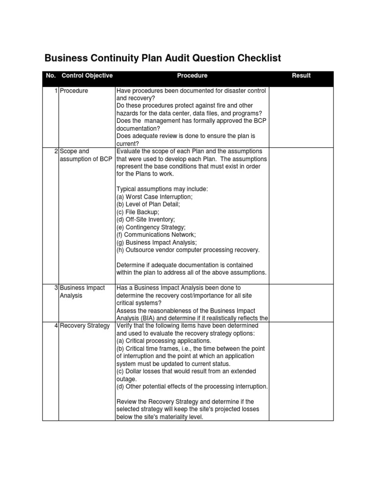 BCP Checklist | PDF | Digital Technology | Computing