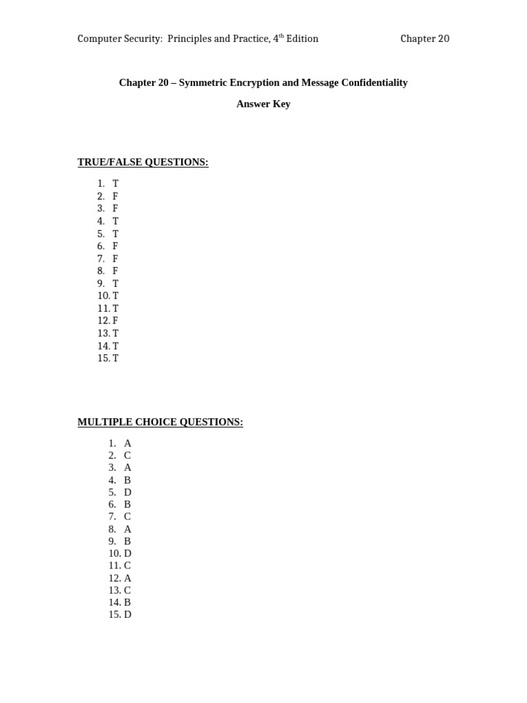 Symmetric Encryption Answer Key | PDF