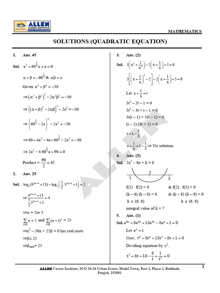Quadratic Equation Solution | PDF | Mathematics | Mathematical Objects