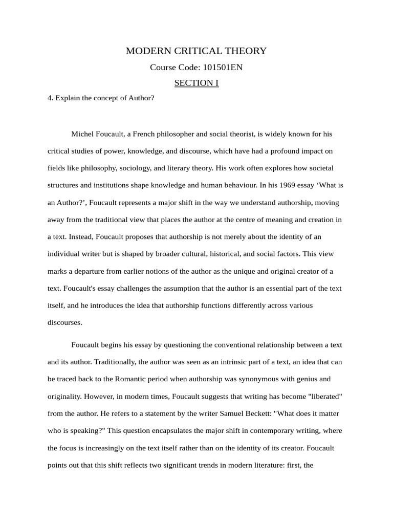 Modern Critical Theory | PDF | Author | Discourse