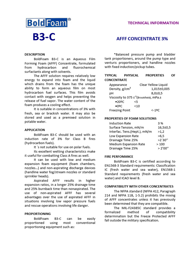BOLD FOAM B3-C | PDF | Chemistry | Materials