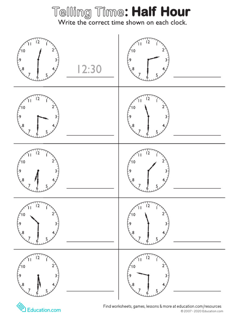 Telling Time Hour | PDF