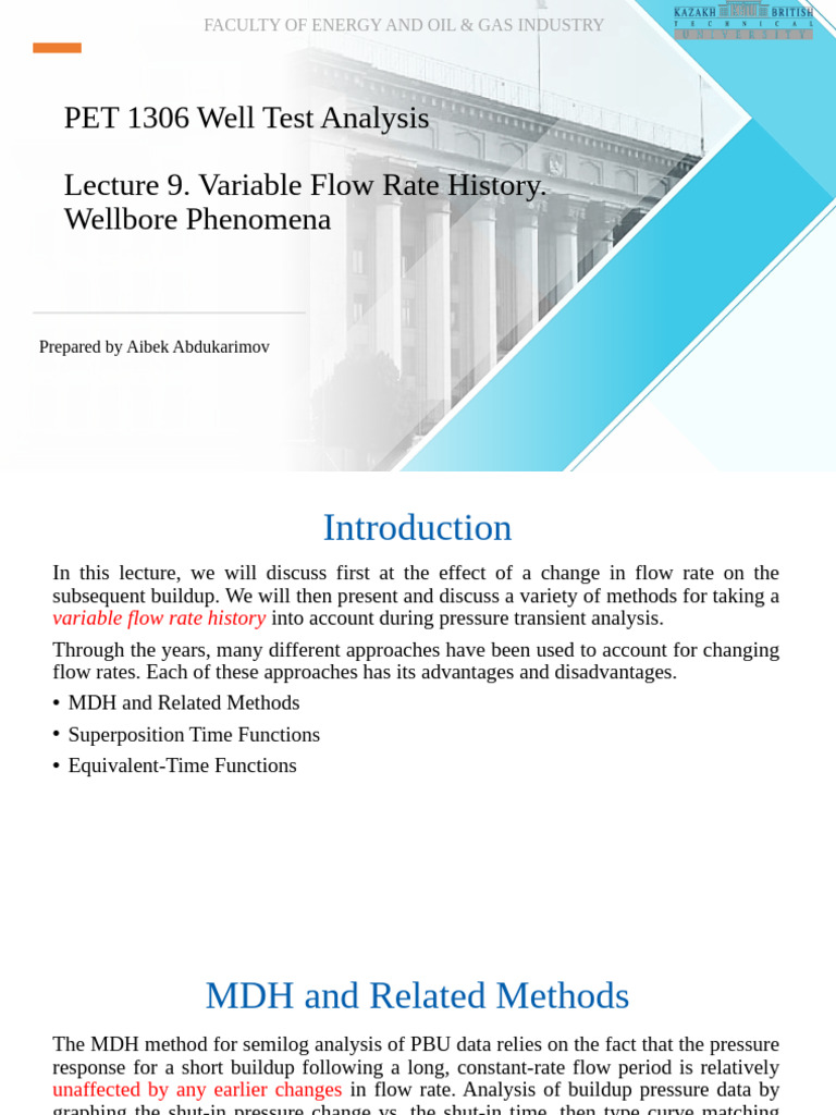 Lecture 9. Variable Flow Rate History | PDF | Pressure | Gases