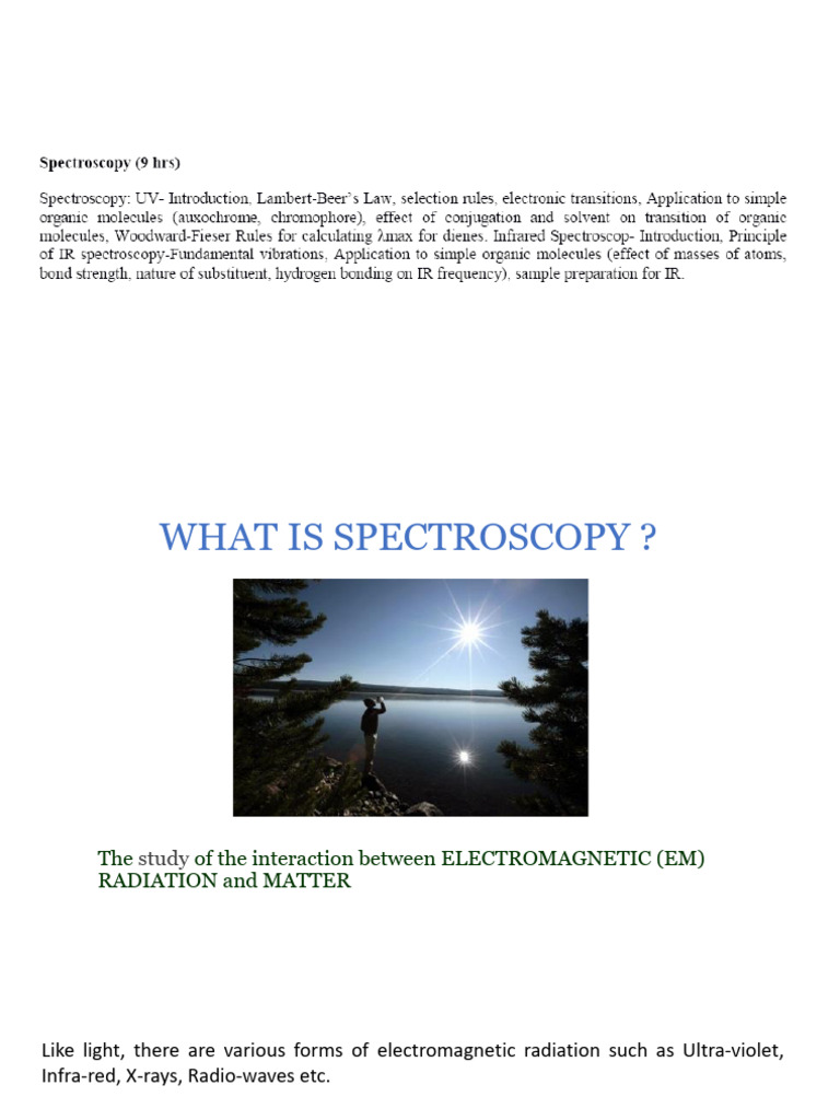 Lecture Note Spectroscopy (1) | PDF | Electromagnetic Radiation | Electromagnetic Spectrum