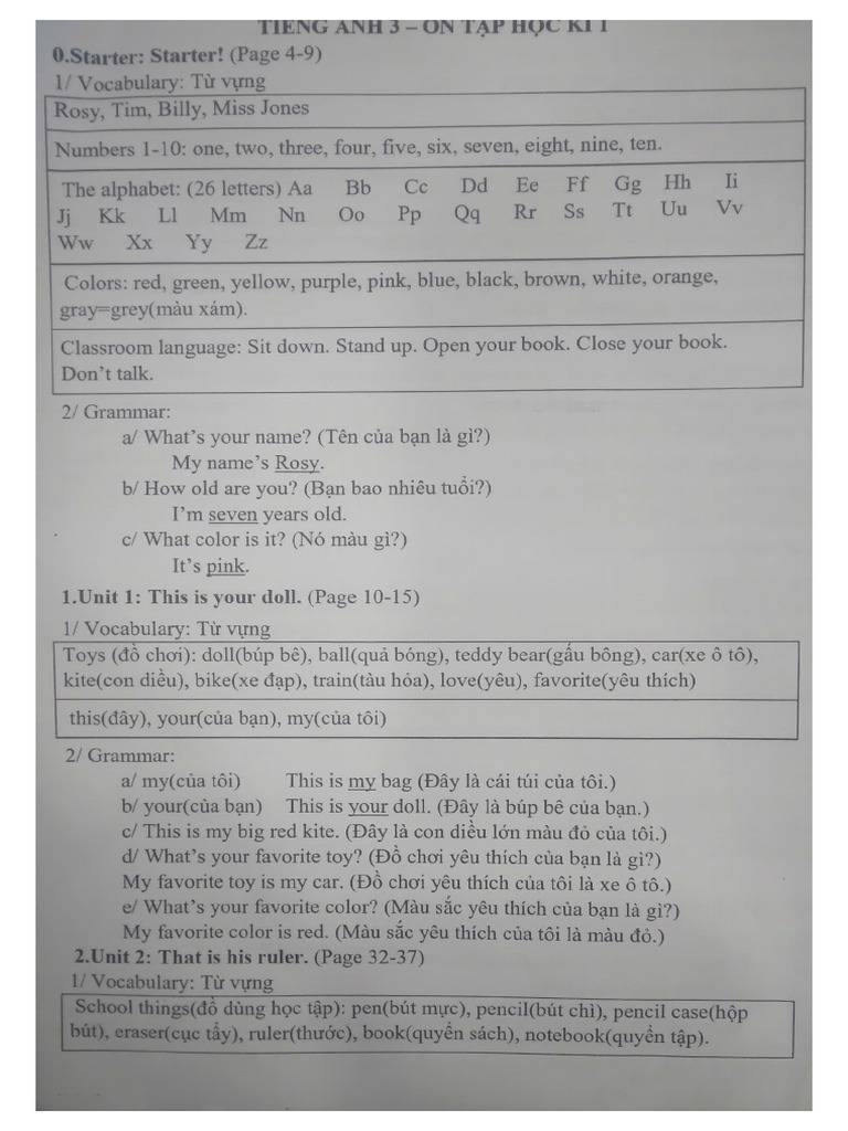 L P 3 Ôn Kì 1 HVM | PDF