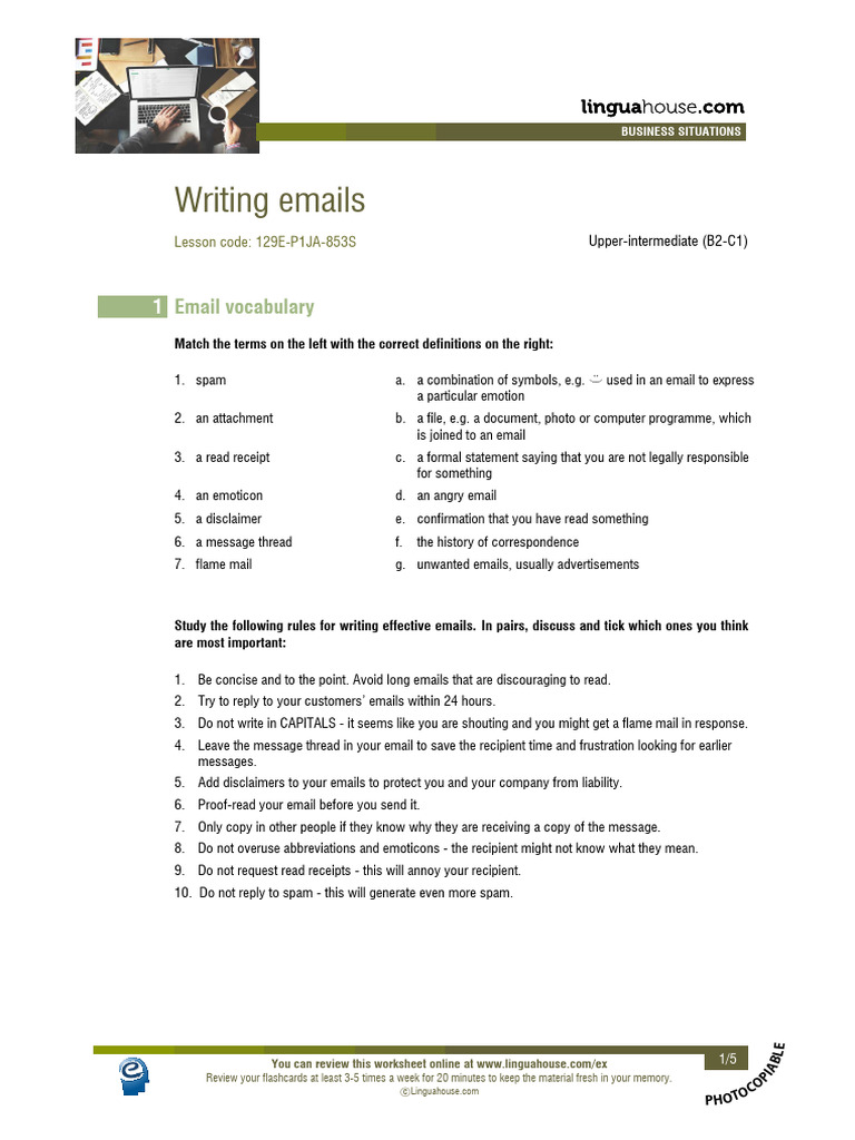 Writing Emails British English Student | PDF | English Language | Spamming