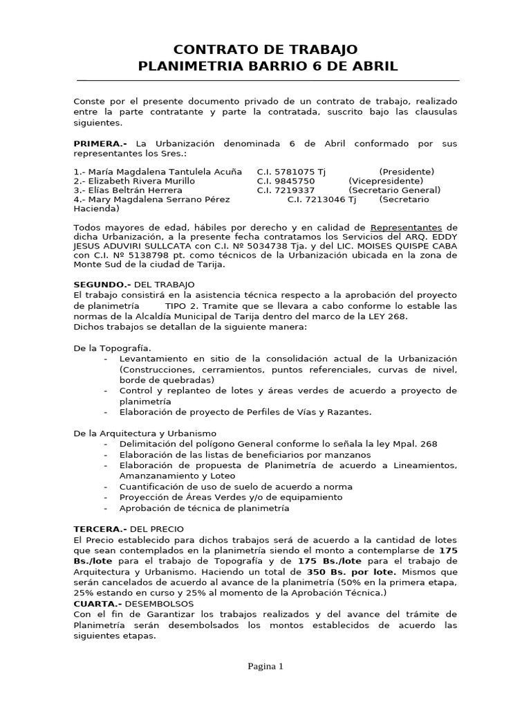 Contrato de Trabajo 6 de Abril | PDF