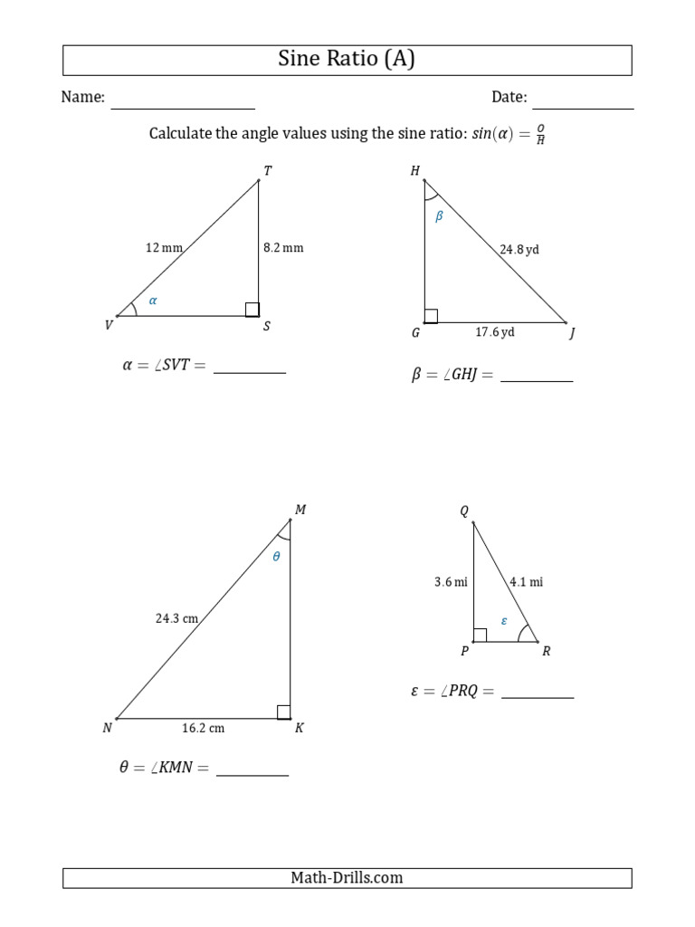 Trigonometry Sohcahtoa Sine Ratio Angles 001.1473779628 | PDF