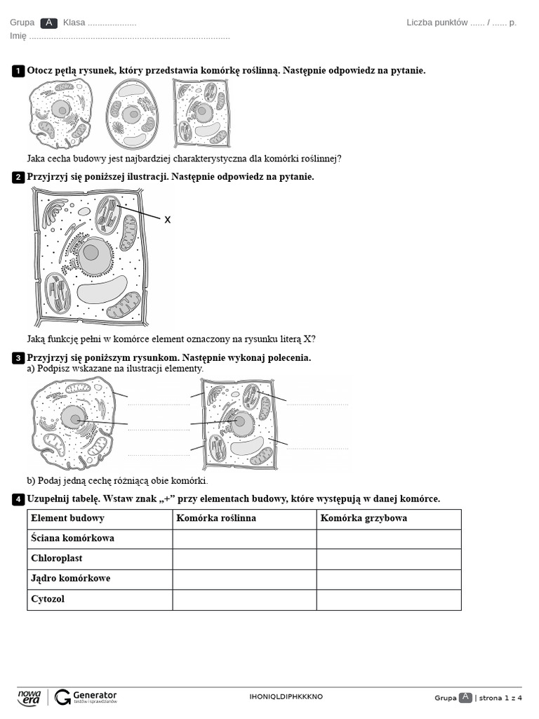Komórka Roślinna I Inne Rodzaje Komórek Biologia kl5 Dział2 | PDF