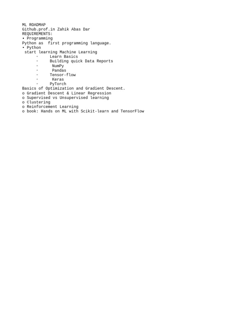Essential Machine Learning Roadmap | PDF