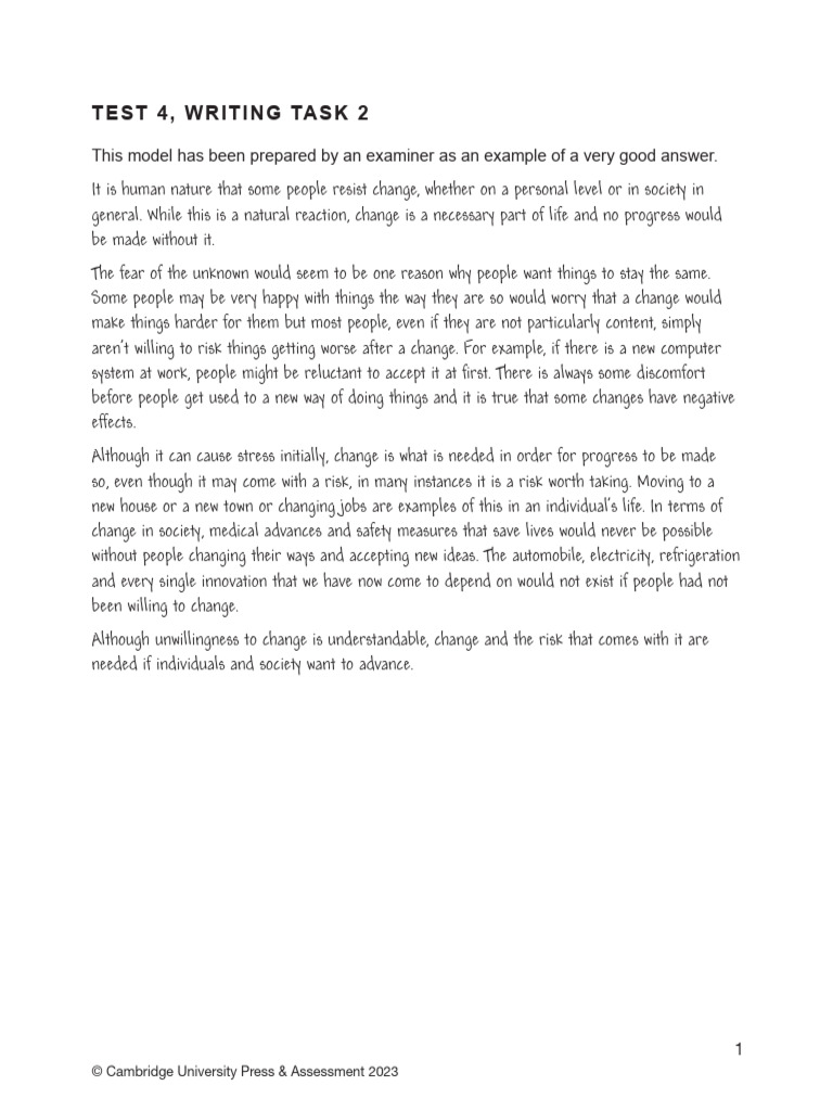 IELTS 18 General Training Test 4 Writing Task 2 Sample Answer (Model ...