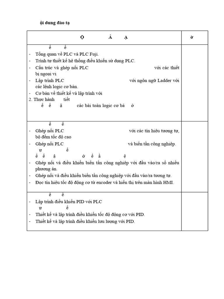 Đề cương PLC FUJI _20240621 to SV | PDF