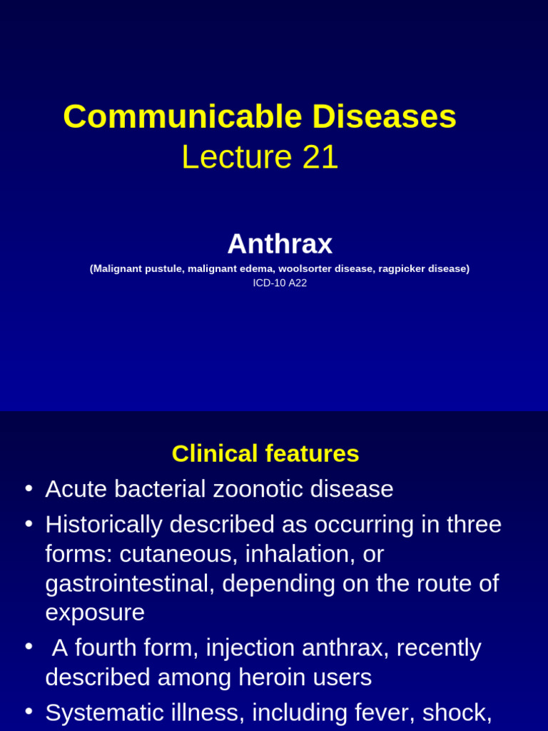 Lecture_21 anthrax | PDF | Anthrax | Infection