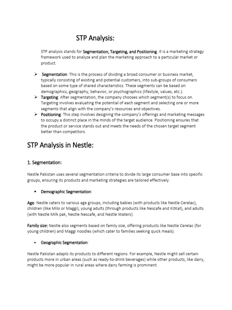 STP Analysis | PDF | Market Segmentation | Nestlé