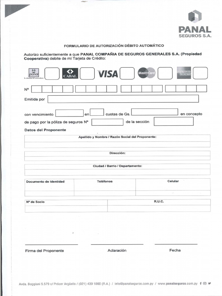 FORMULARIO DEBITO AUTOMATICO NUEVO | PDF