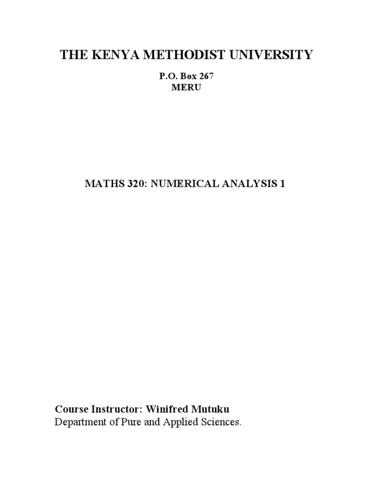 Math 320 Numerical Analysis Notes Pdf Numerical Analysis Finite