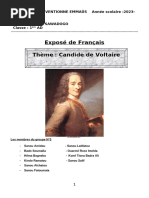 Fiche de Lecture Candide de Voltaire | PDF | Candide | Voltaire