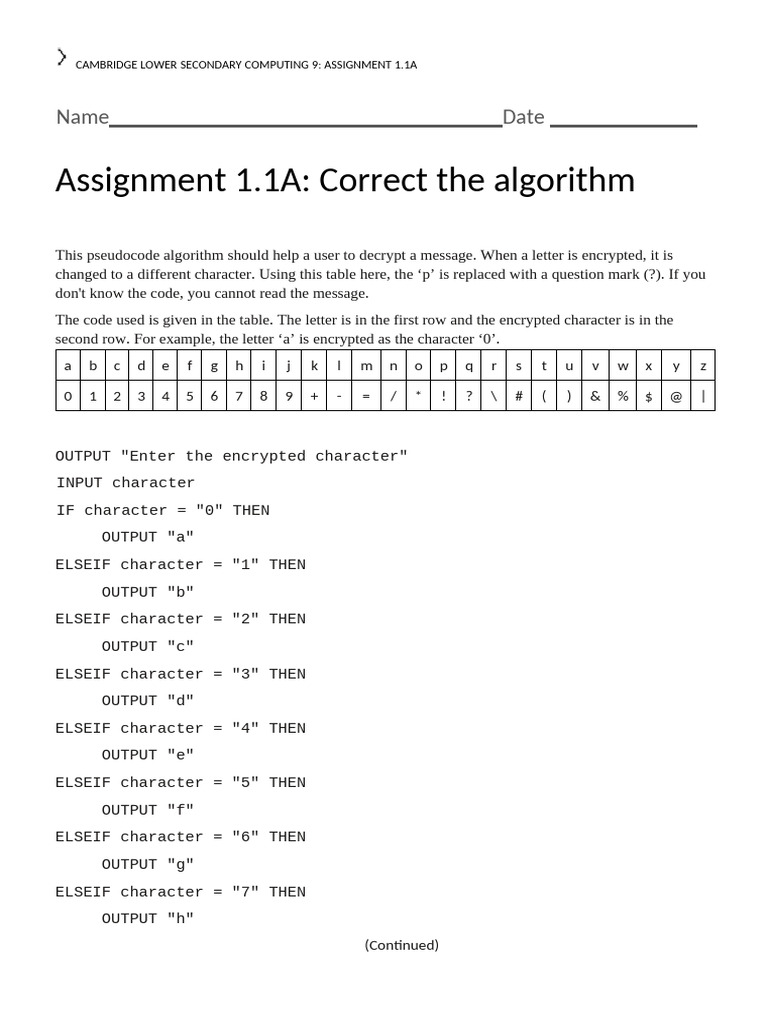 Decrypting Messages Algorithm Assignment | PDF | Encryption | Computer ...