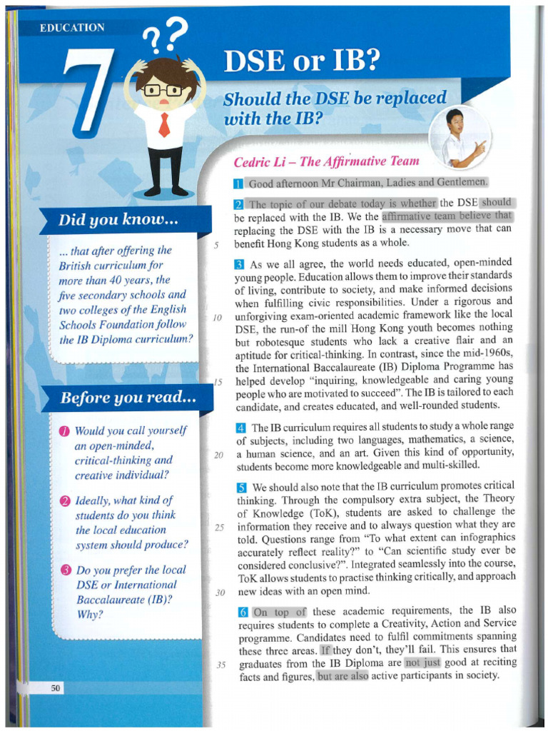 Sample Debate Speeches - DSE Vs IB | PDF