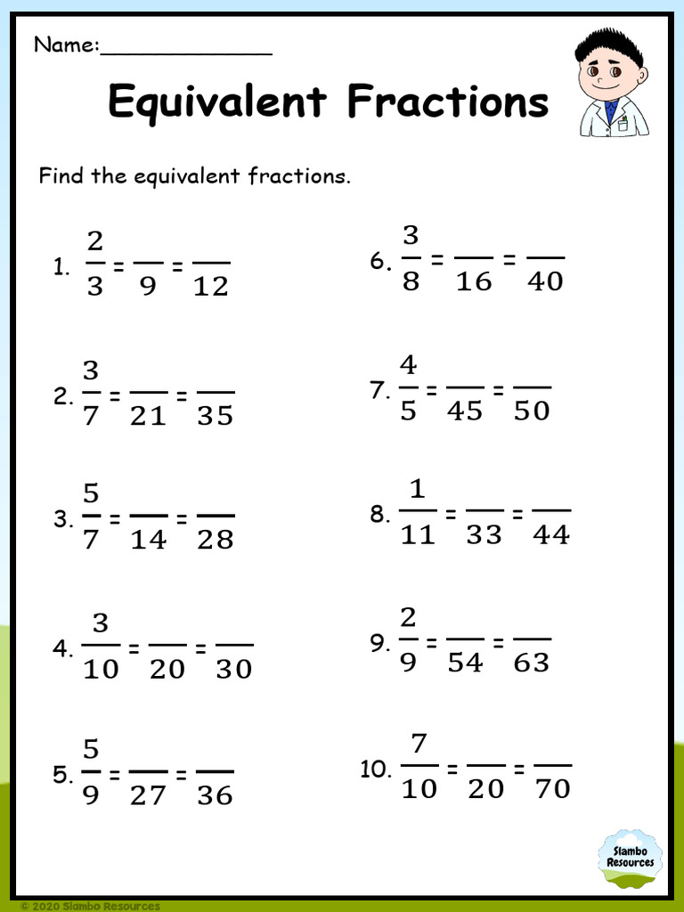 Equivalent Fractions Worksheet | PDF