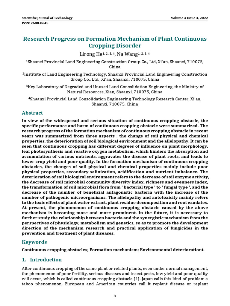 Research Progress On Formation Mechanism of Plant Continuous Cropping ...