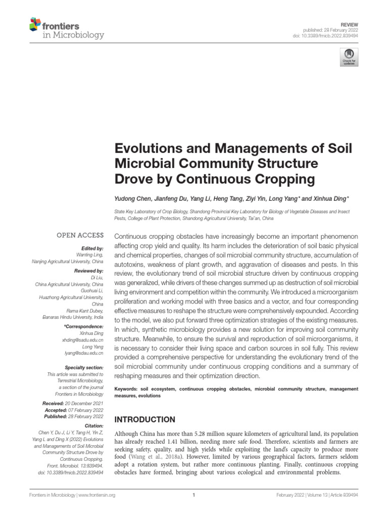 Evolutions and Managements of Soil Microbial Community Structure Drove by Continuous Cropping ...