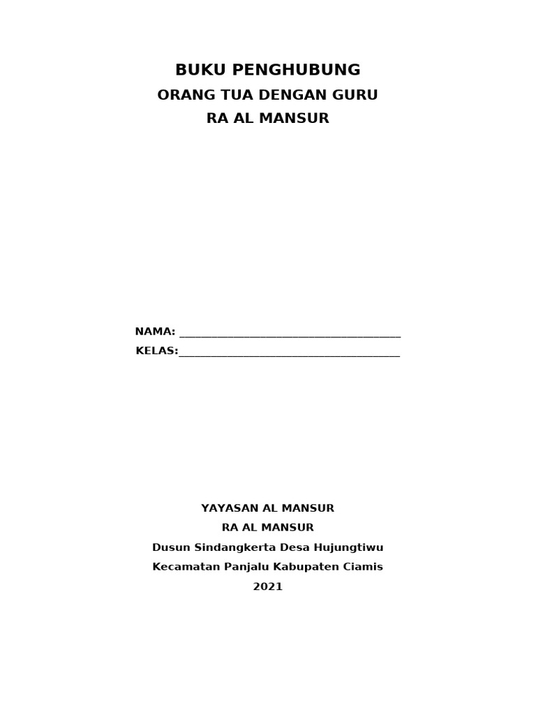 3.3.1 BUKU PENGHUBUNG ORANG TUA DG GURU RA | PDF