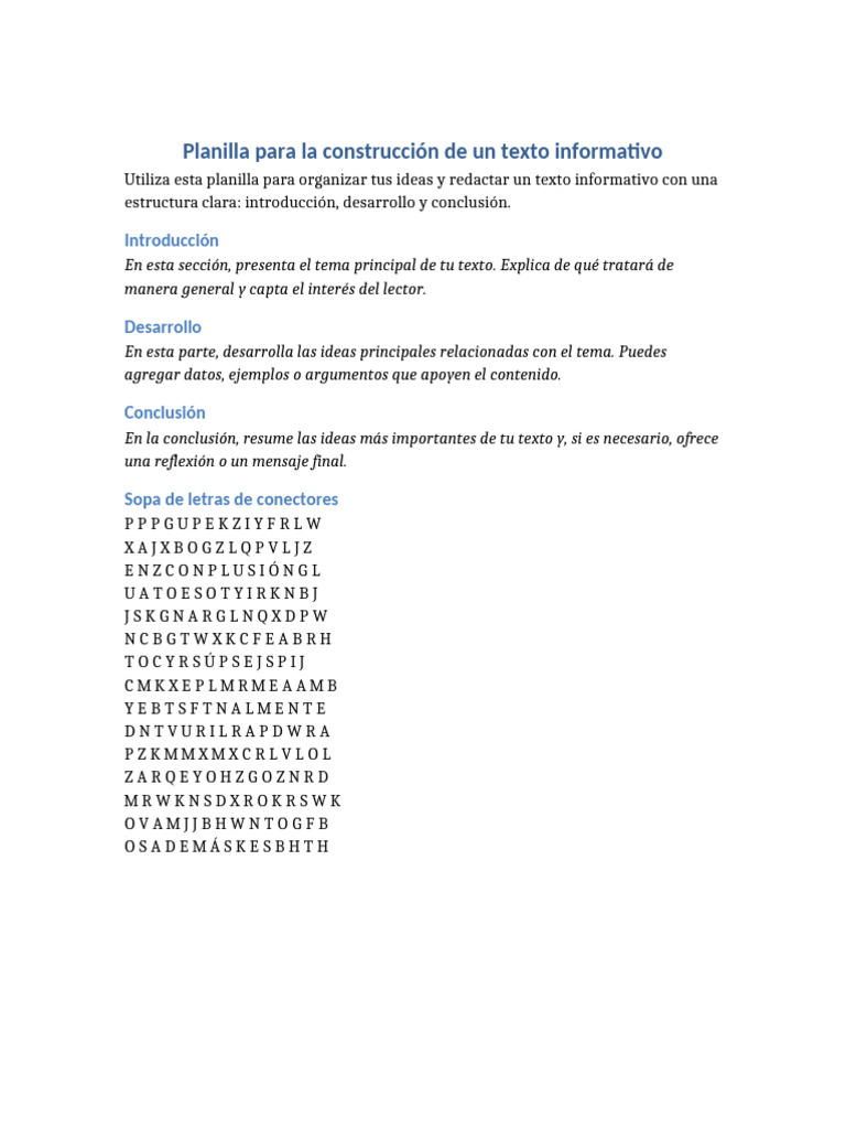 Planilla Texto Informativo | PDF