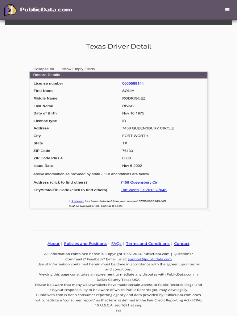 Texas Driver Detail | PDF