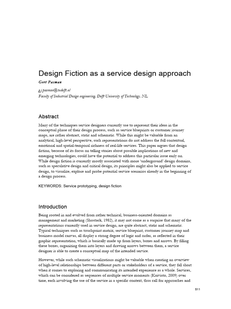 Design Fiction As A Service Design Approach | PDF