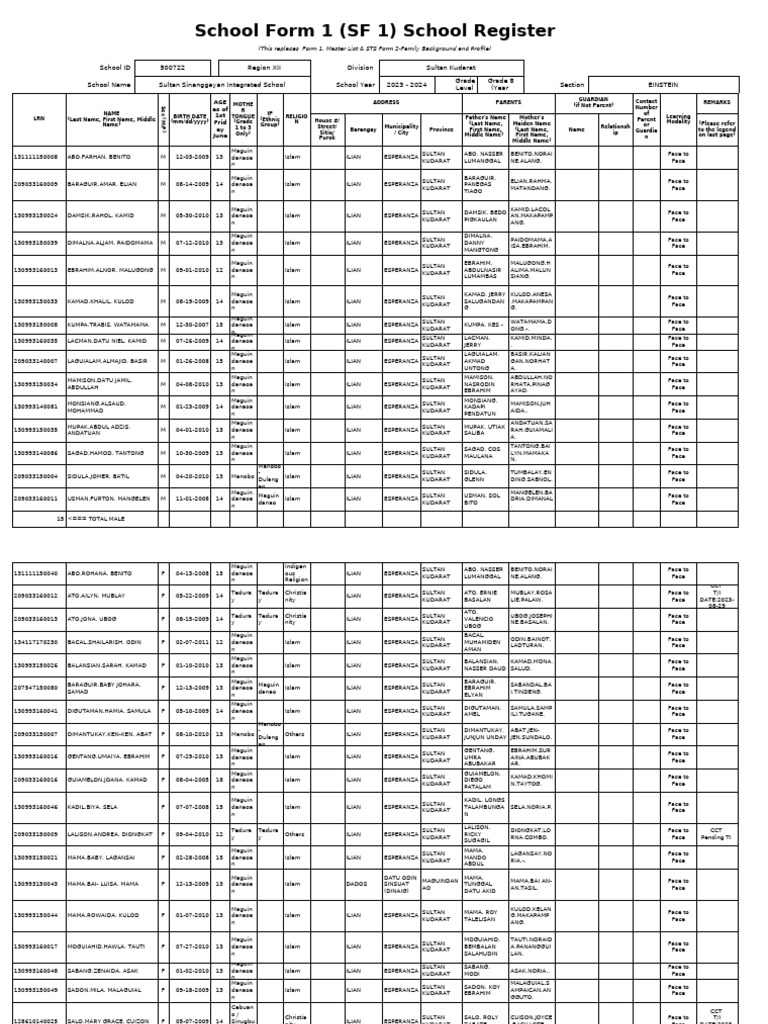 SF1_2023_Grade 8 (Year II) - EINSTEIN | PDF